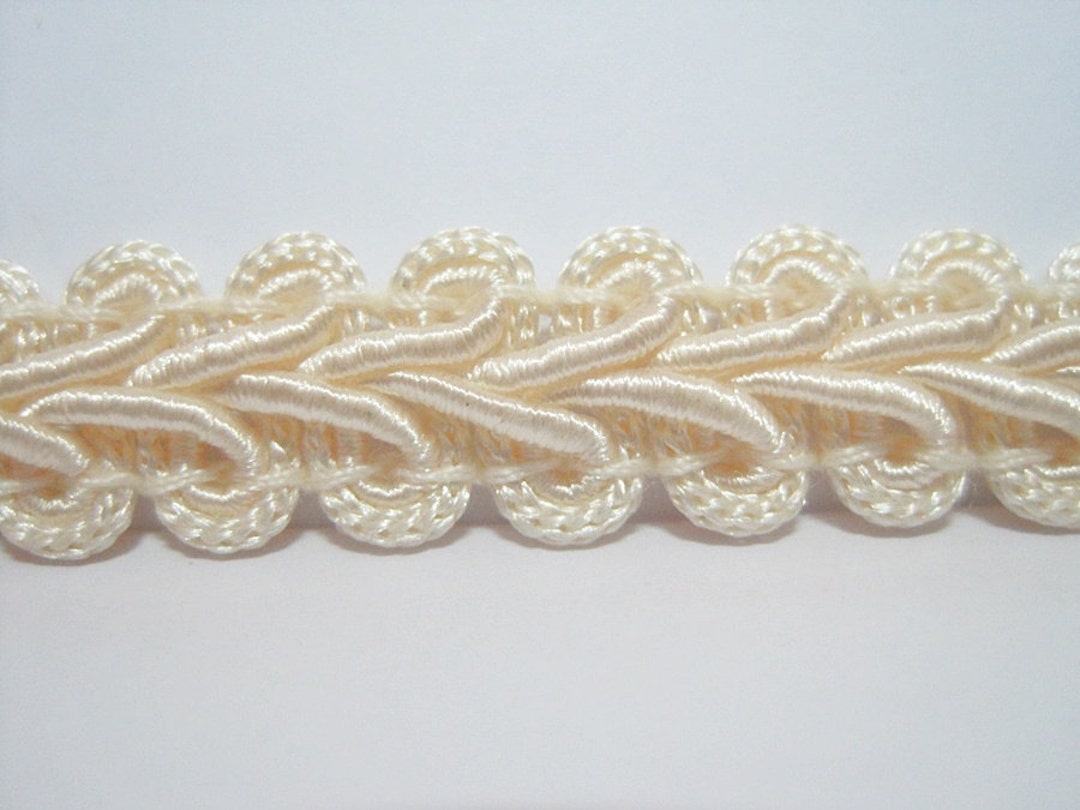 5 Yards 1/2" Cream Gimp Braided Trim, Gimp Braid, Braided Cord, Braided ...
