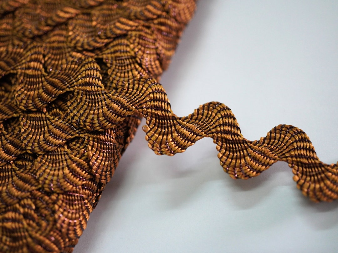 5 Yards Golden Brown Metallic Rick Rack Trim, Brown Trim, Ric Rac Trim ...