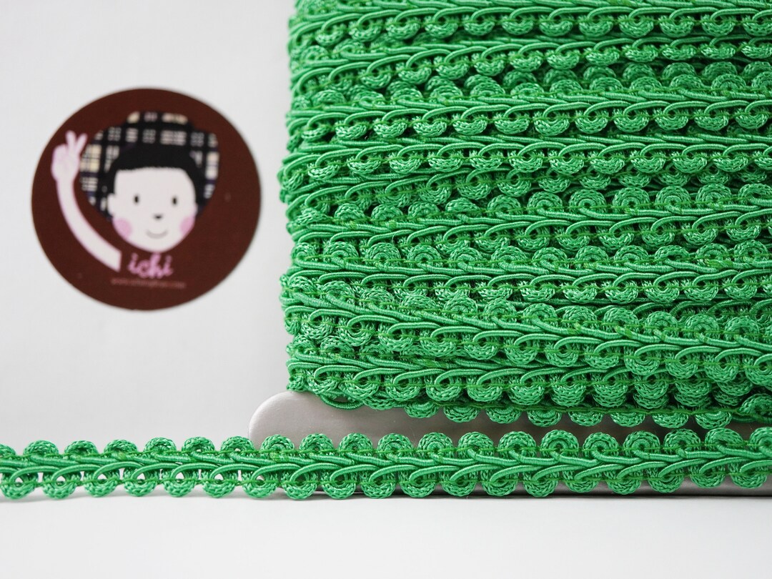 5 Yards 3/8" Green Gimp Braided Trim, Gimp Braid, Braided Cord, Braided ...