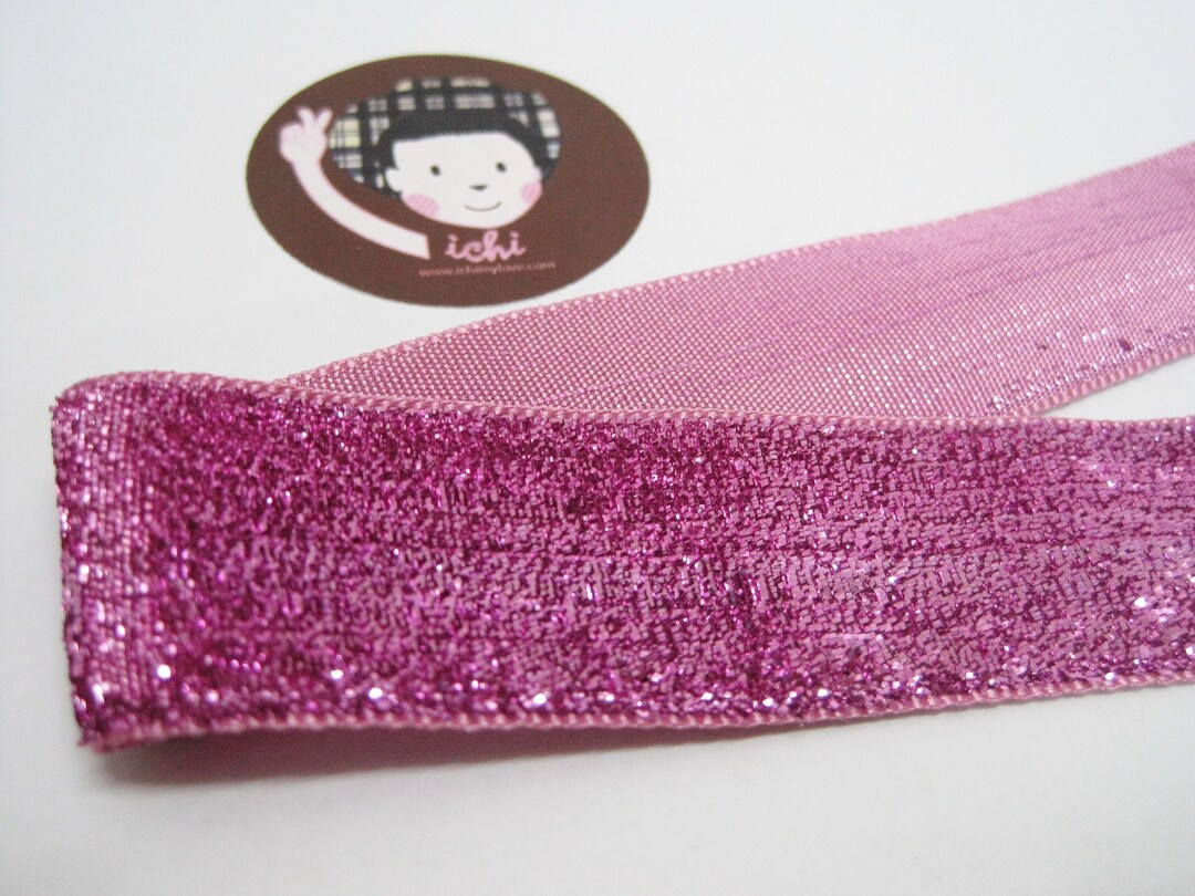 5 Yards 1" Mauve Pink Glitter Ribbon, Wide Glitter Ribbon, Glitter Yarn ...
