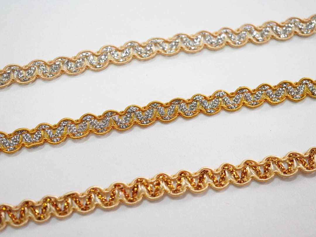 5 Yards Gold Rick Rack With Silver/gold Metallic, Gold Trim, Gold Rick ...