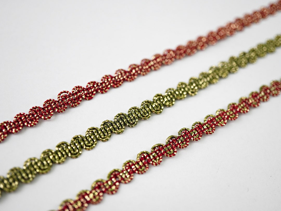 5 Yards Christmas Braid, Red Green With Gold Metallic Braid, Flat ...
