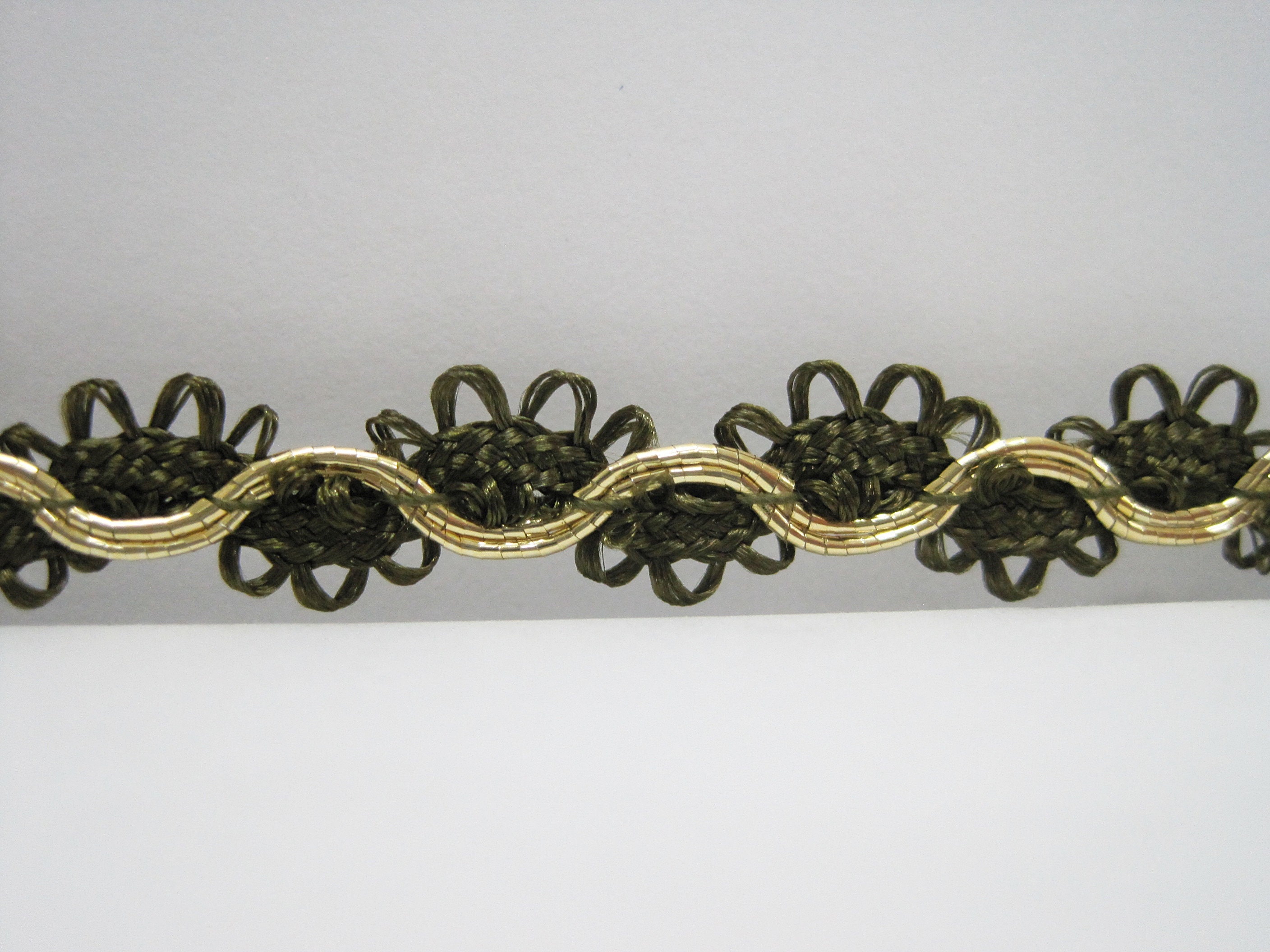 5 yards Dark Green Picot Rick Rack with Gold braided Green | Etsy