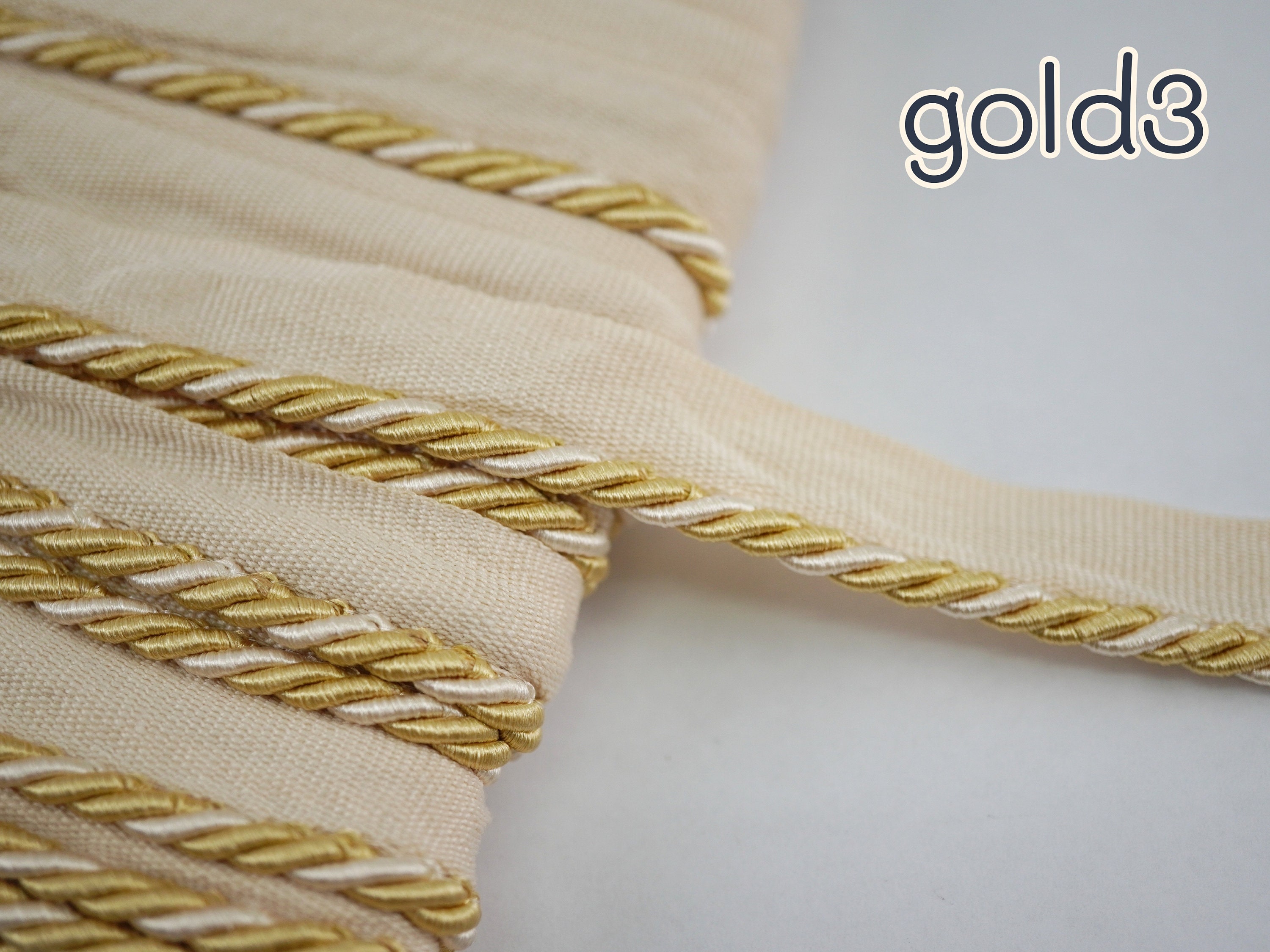 5 Yards Gold Lip Cord Piping, Gold Lip Cord, Edge Piping, Decorative ...