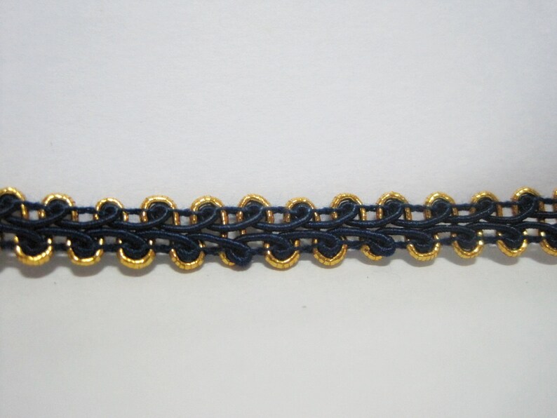 5 Yards 1/4 Navy Blue Gimp Braided Gold Edge Gimp - Etsy