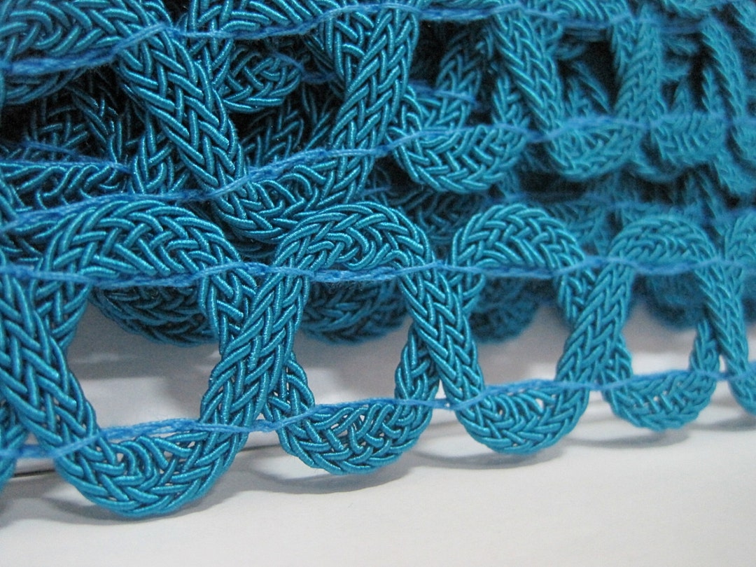 5 Yards of Aqua Blue Wide Braided, Wholesale Trim, Bag Handle, Headband ...