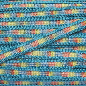5 Yards Turquoise Gimp Braid Multicolored Trim, Gimp Braid, Braided ...