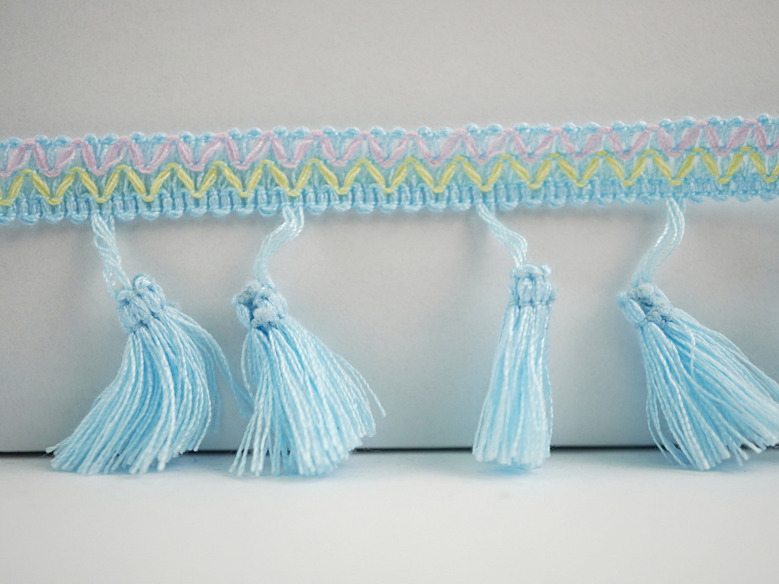 5 Yards Light Blue Boho Tassel Fringe, Tassel Trim, Blue Tassel Fringe ...