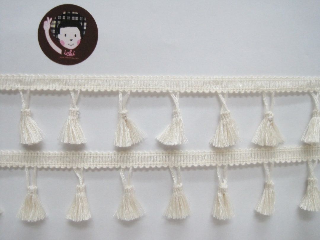 5 Yards Ivory Tassel Fringe, Ivory Tassel Trim, White Tassel Fringe ...