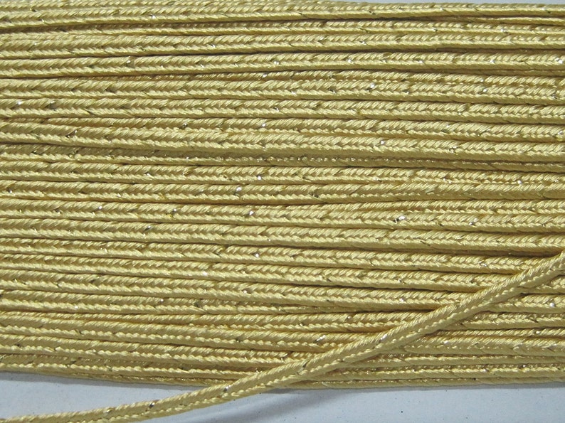 5 Yards 3 Mm Gold Soutache Braid With Gold Metallic Braided | Etsy