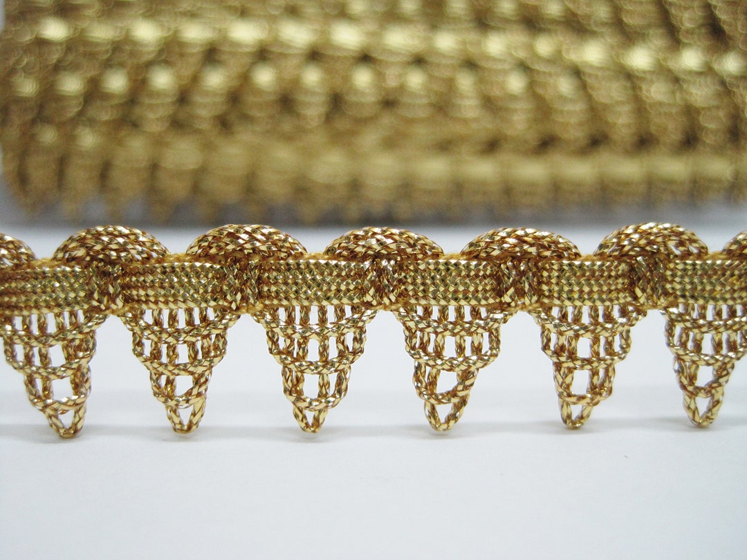 5 Yards 5/8" Light Gold Metallic Braided Trim, Gimp Braid, Braided Gimp ...