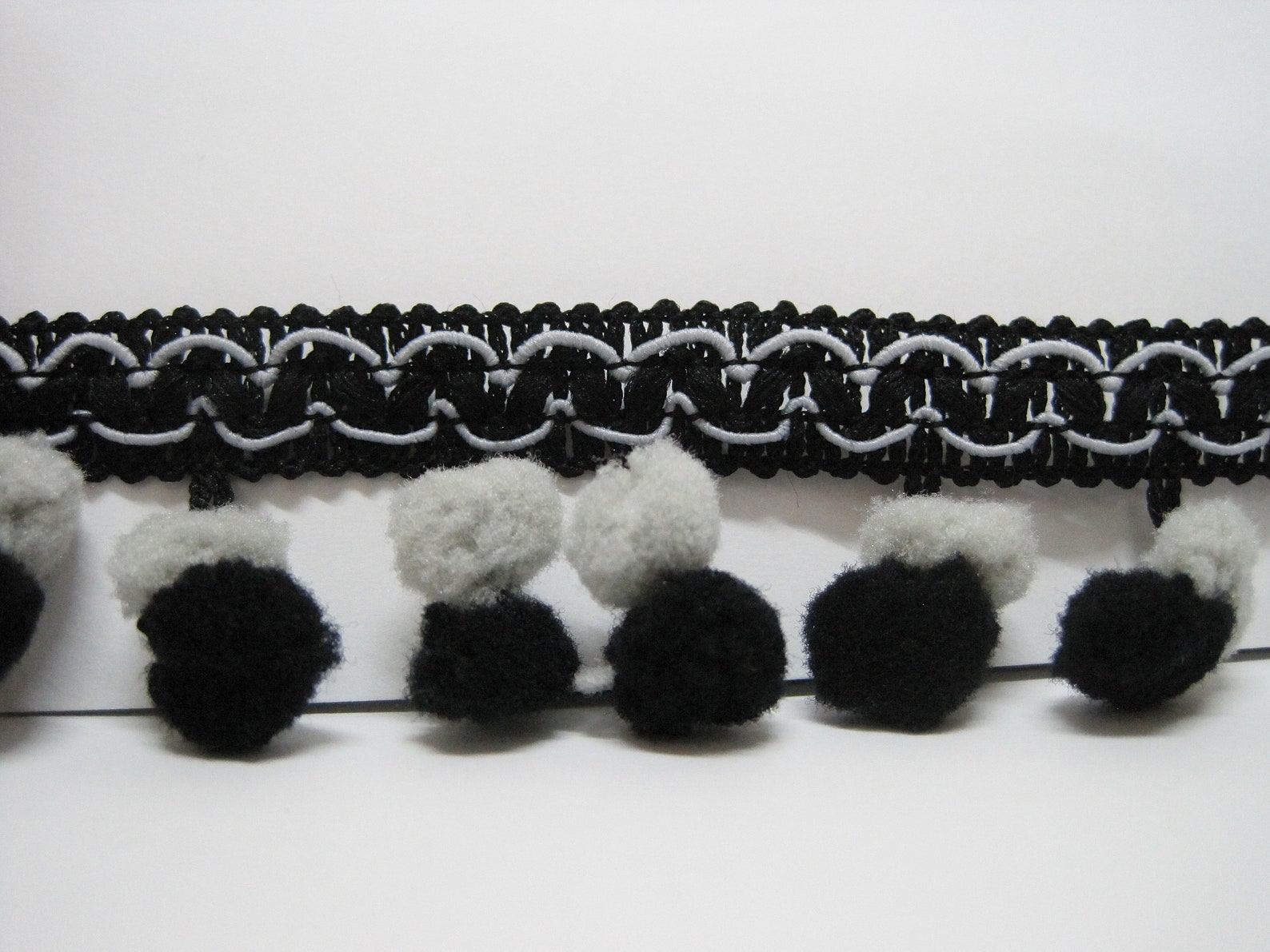 5 Yards Black-silver Mini Pom Pom Trim Pom Pom Fringe Black | Etsy