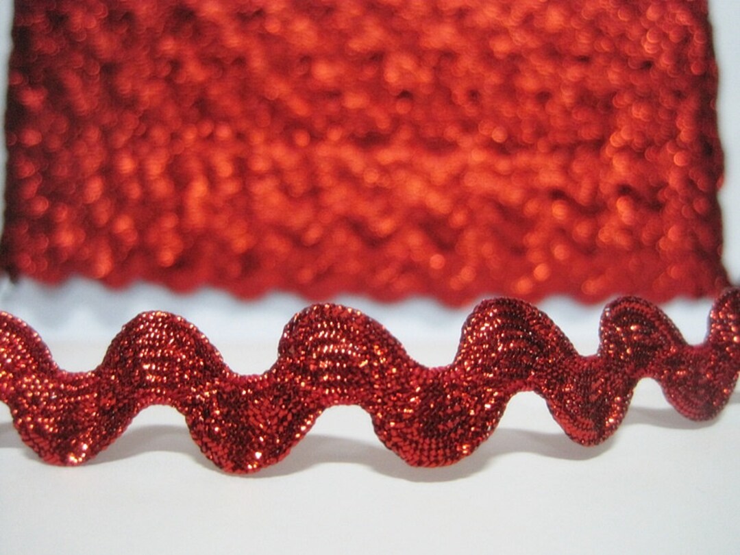 5 Yards Red Metallic Rick Rack Trim, Red Trim, Ric Rac Trim, Metallic ...