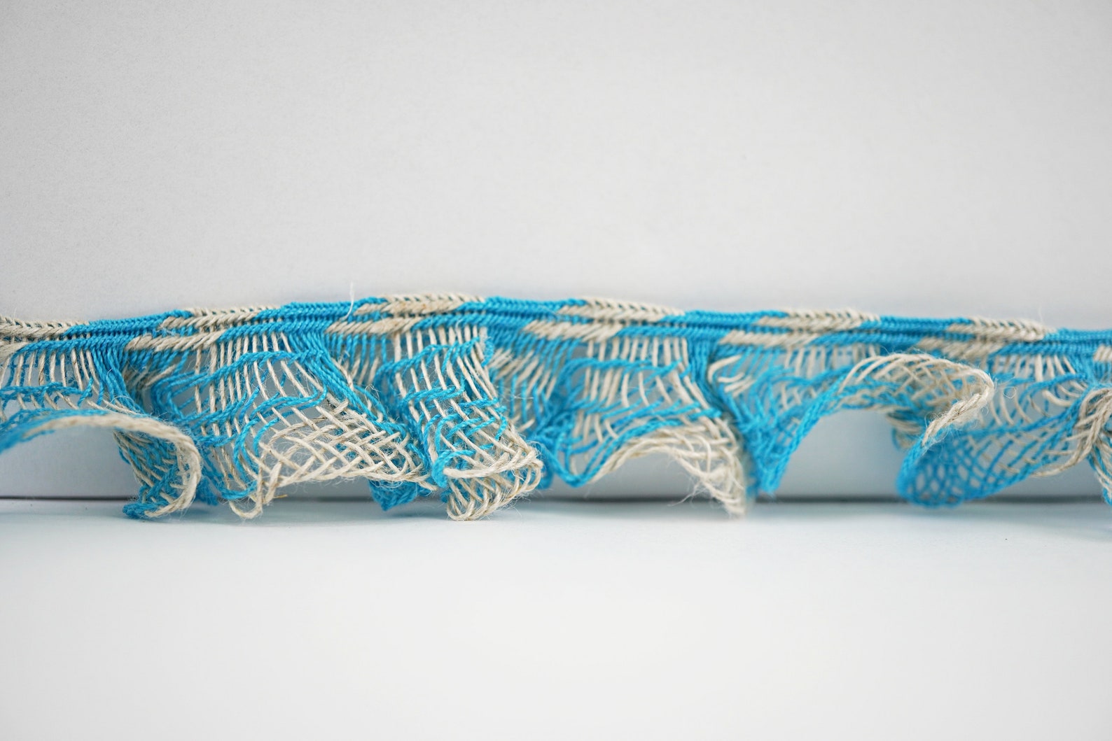 5 Yards Aqua Blue Linen Ruffle Trim, Ruffle Lace, Linen Lace Trim ...