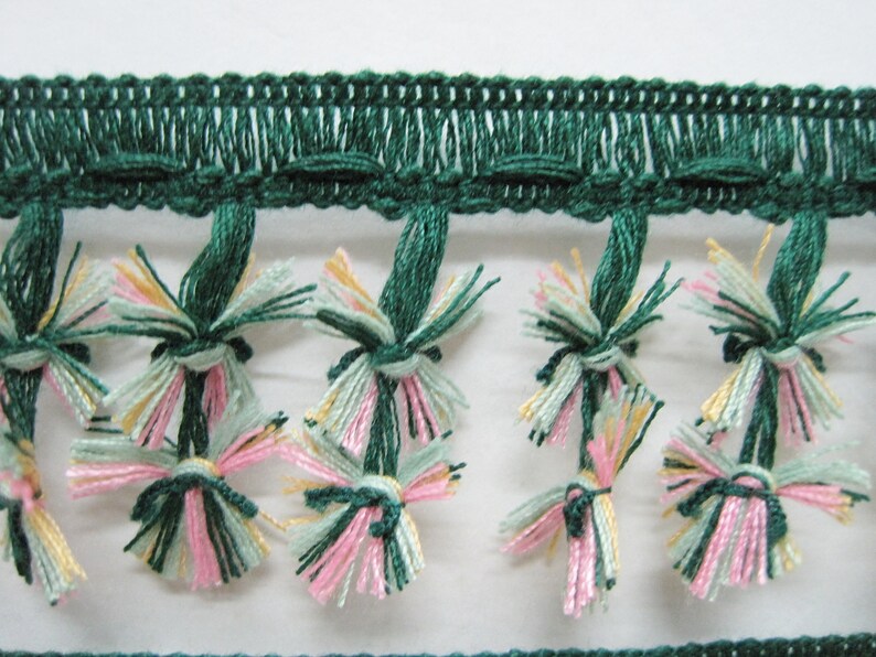 5 Yards Green Fly Fringe Green Pink Flower Trim Flower | Etsy