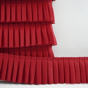 1 Yd 2 Ruby Grosgrain Knife Pleated Trim, Knife Pleat Trim, Knife Pleated Ribbon Trim, Pleat ...