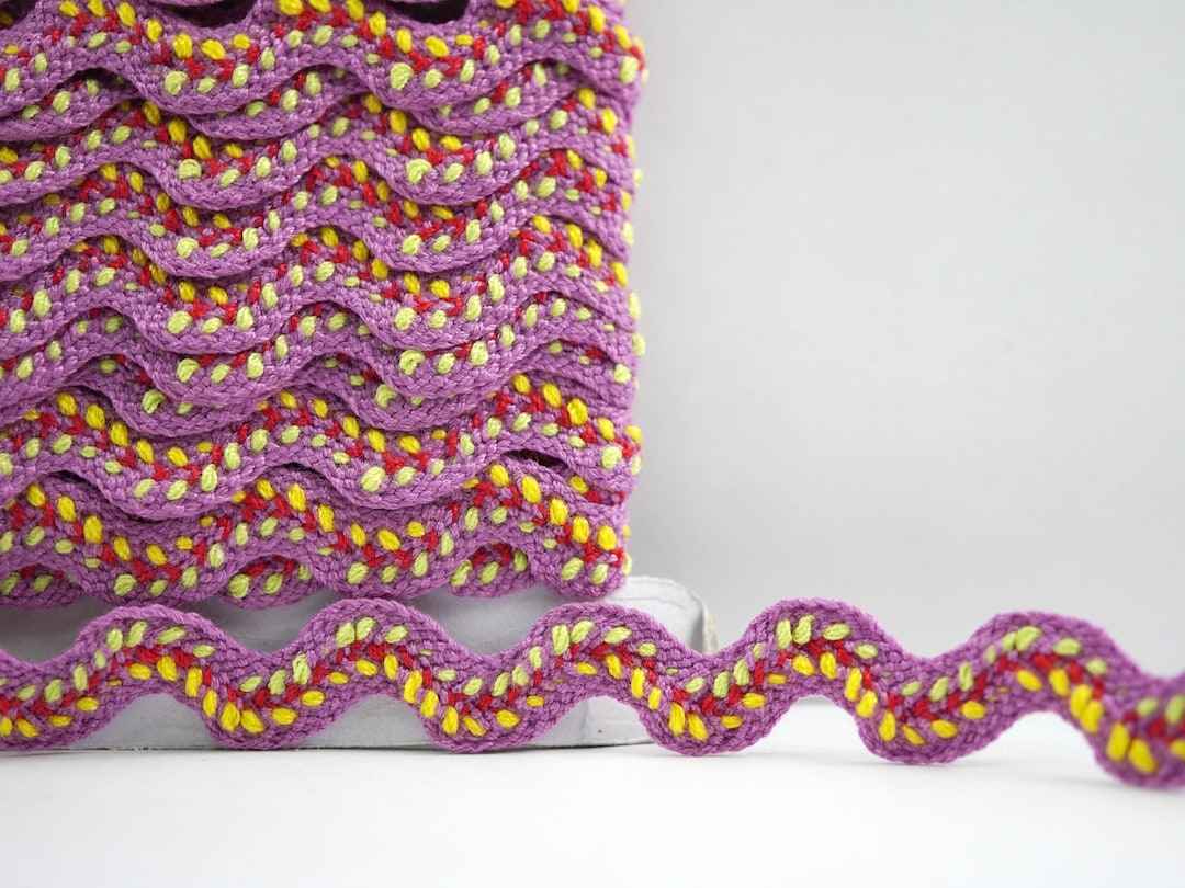5 Yards Mulberry Embroidered Rick Rack, Embroidered Vine Rick Rack ...