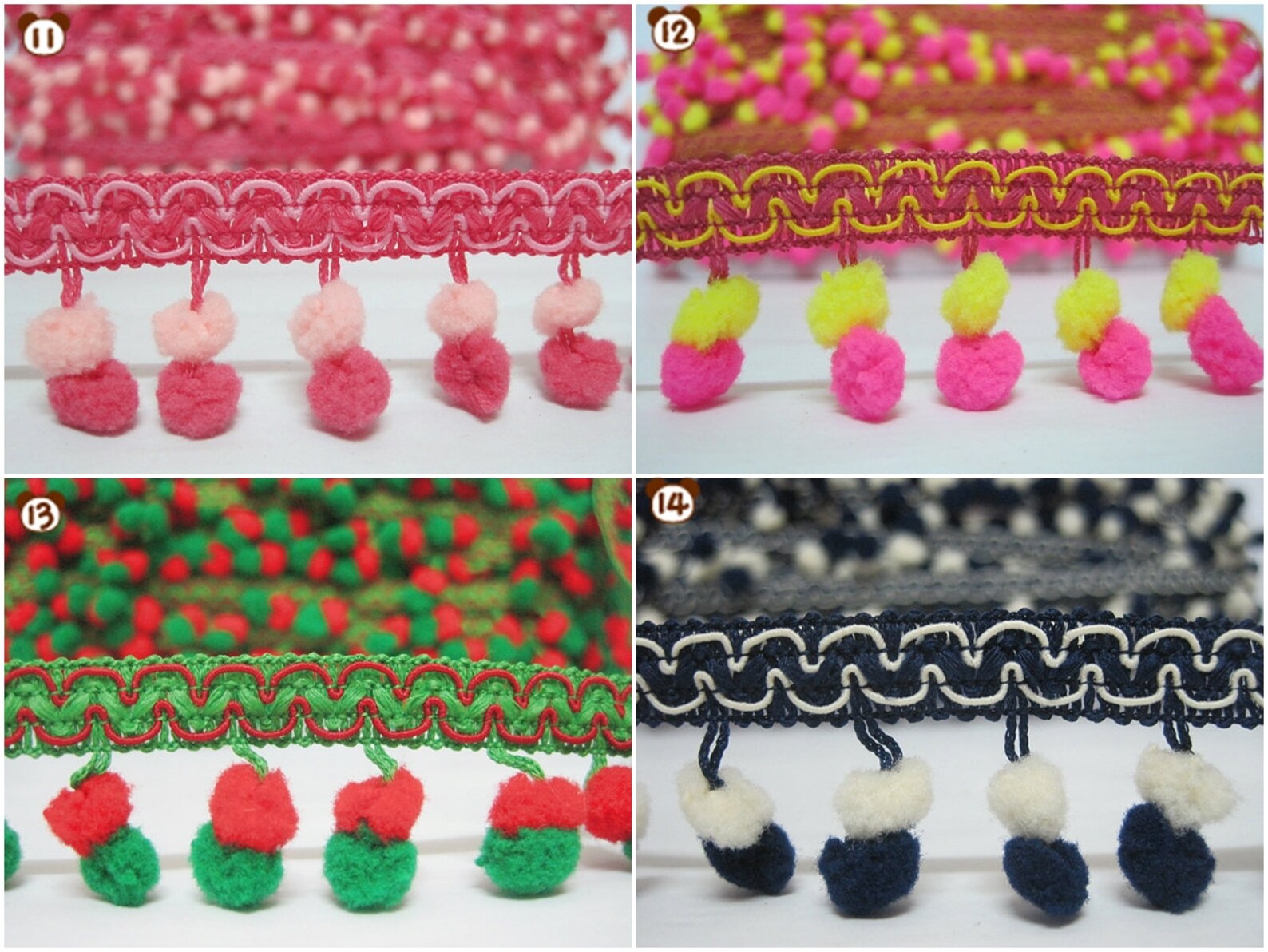 5 Yards NAVY BLUE-CREAM Mini Pom Pom Trim 2 Tone Pom Pom | Etsy