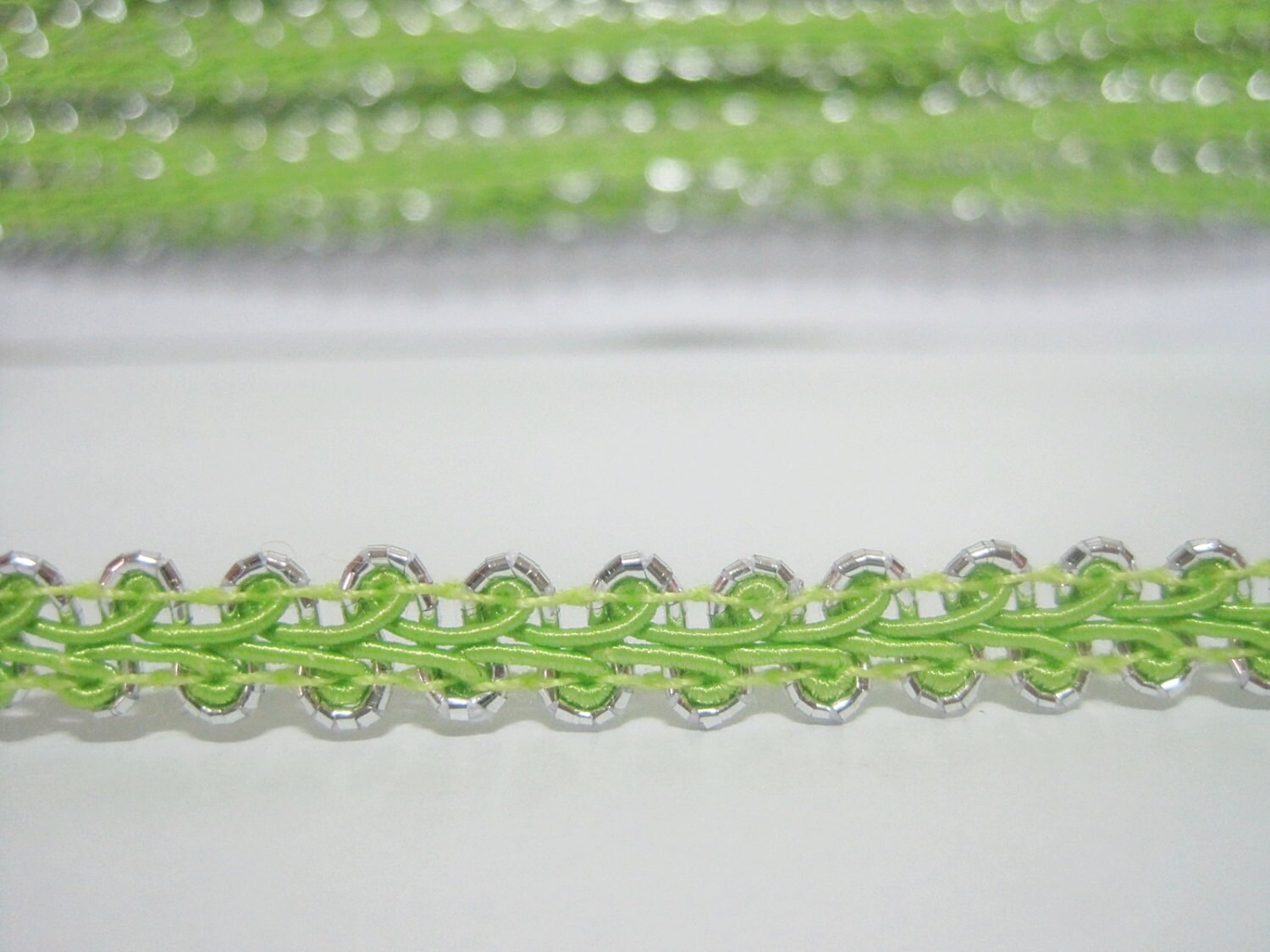 5 Yards 1/4 Lime Green Gimp Braided Silver Edge Gimp - Etsy