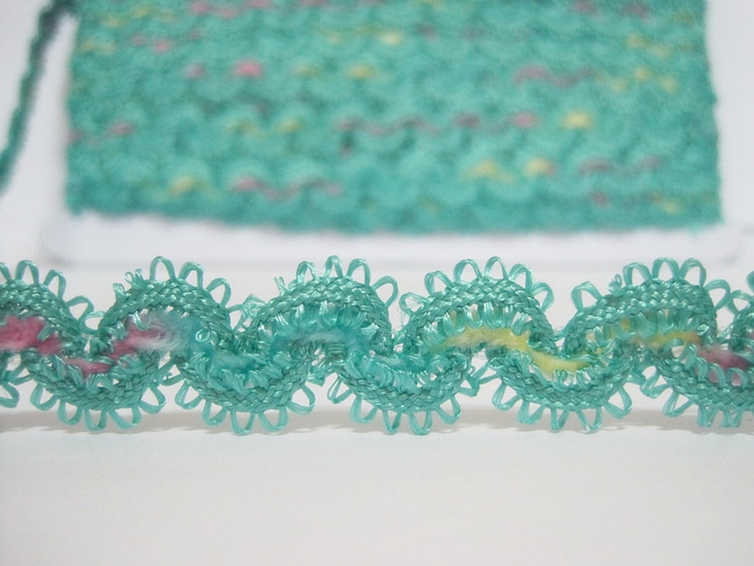 5 Yards 5/8" Aqua Green Chenille Rick Rack Trim, Multicolored Ric Rac ...