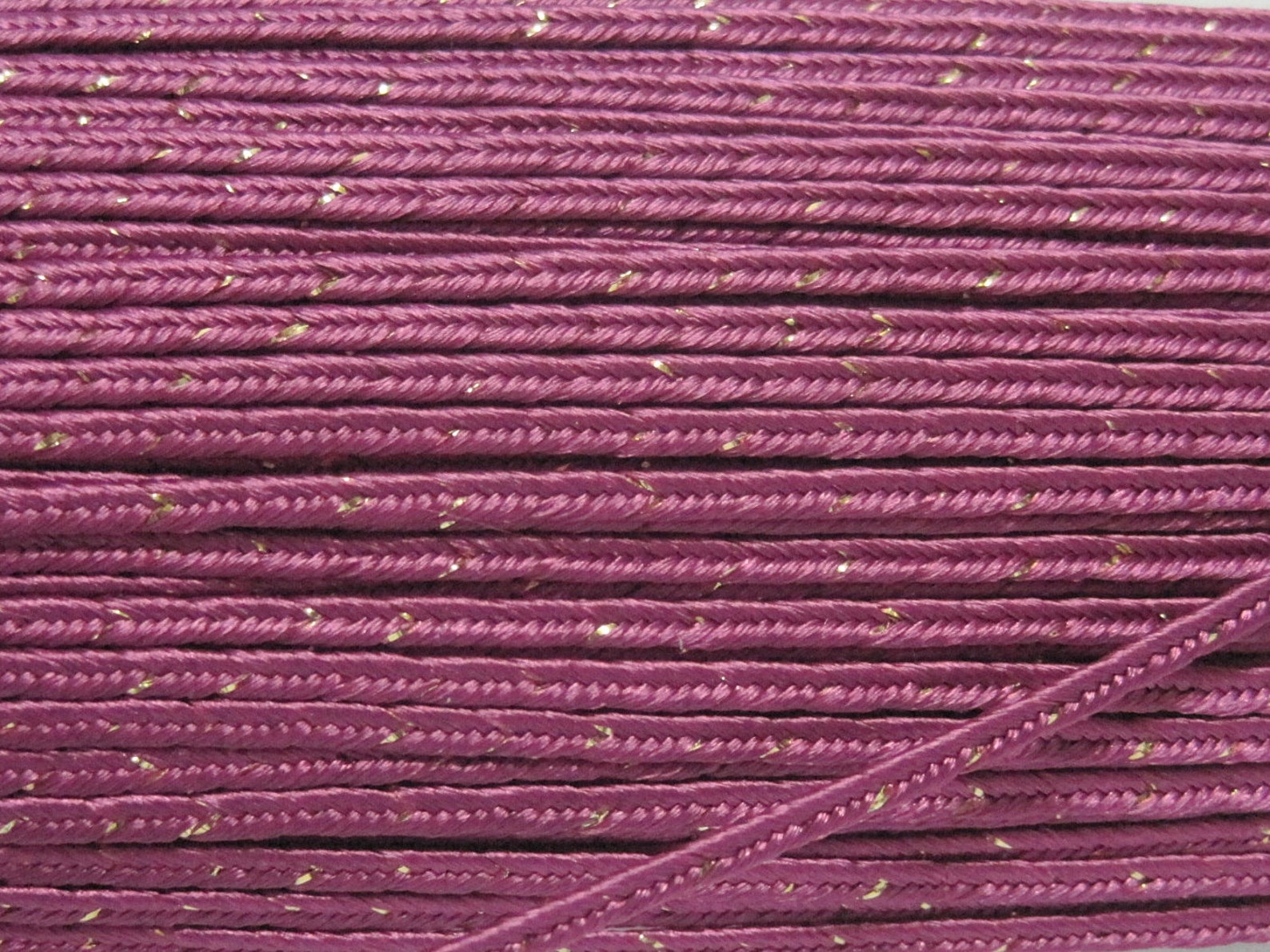 5 Yards 3 Mm Purple Soutache Braid With Gold Metallic Braided - Etsy
