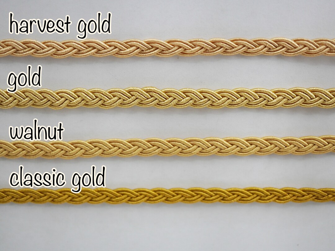 5 Yards 1/4" Gold Braided Cord, Gold Cord, Flat Braided Cord, Flat Cord ...