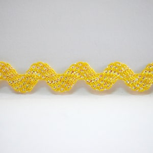 5 Yards 3/8" Bright Yellow Sparkly Rick Rack Trim, Glitter Trim, Ric ...
