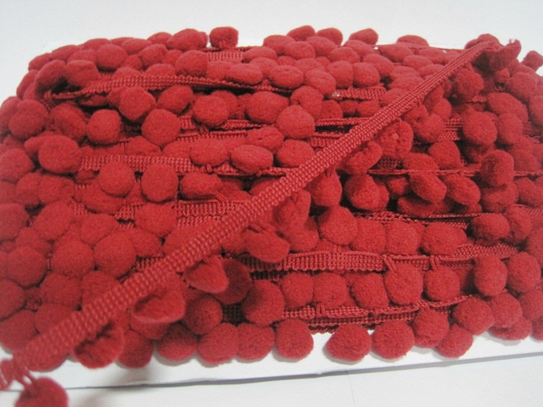 5 Yards Ruby 1.2 Cm Pom Pom Trim, Red Pom Pom Trim, Ruby Pom Pom Trim ...