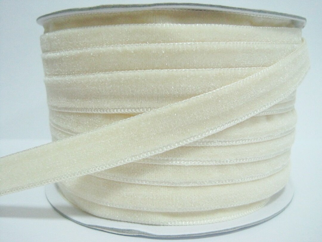 5 Yards 1/2" Cream Velvet Ribbon, Cream Velvet Ribbon, Ribbon Lot ...