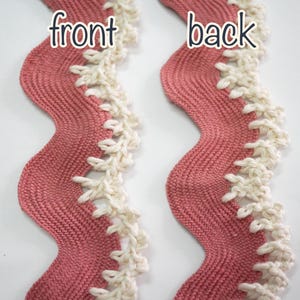 Rose Pink Crocheted Rick Rack Trim, Handmade Crochet Lace, Jumbo Rick ...