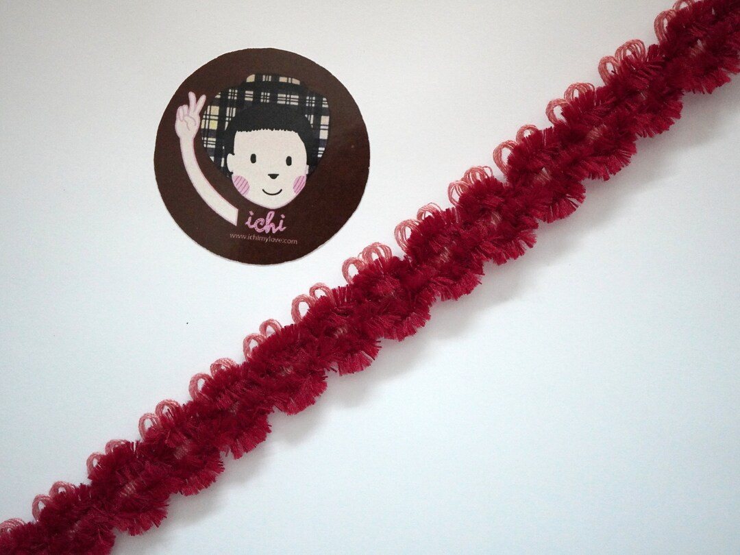 5 Yard of Ruby Chenille Braided, Red Flower Trim, Red Chenille Trim ...