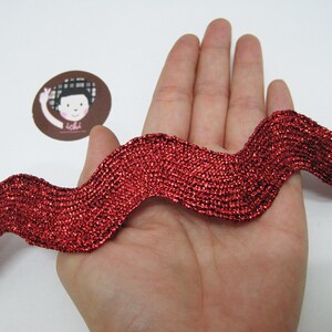 5 Yards Red Jumbo Metallic Rick Rack Trim, Metallic Rick Rack, Metallic ...