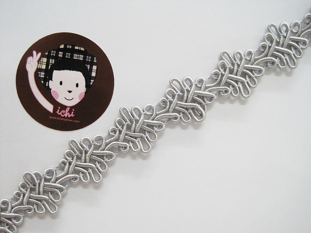 5 Yards 3/4" Silver Braid Trim, Silver Gimp Braid, Braided Gimp Trim ...