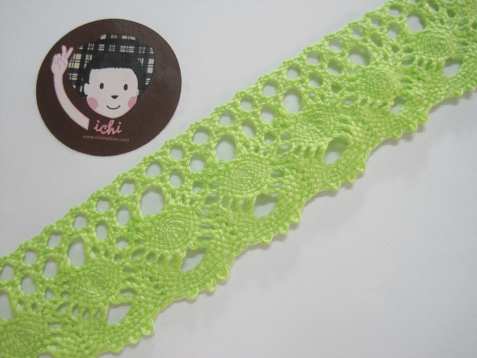 5 Yards Lime Green Wide Cotton Lace Trim, Crochet Lace Trim, Green Lace ...