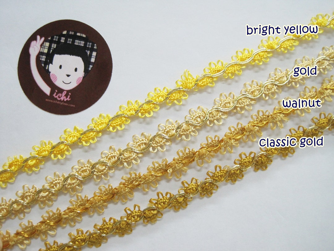 5 Yards 3/8" Yellow Picot Rick Rack With Gold Braided - Etsy