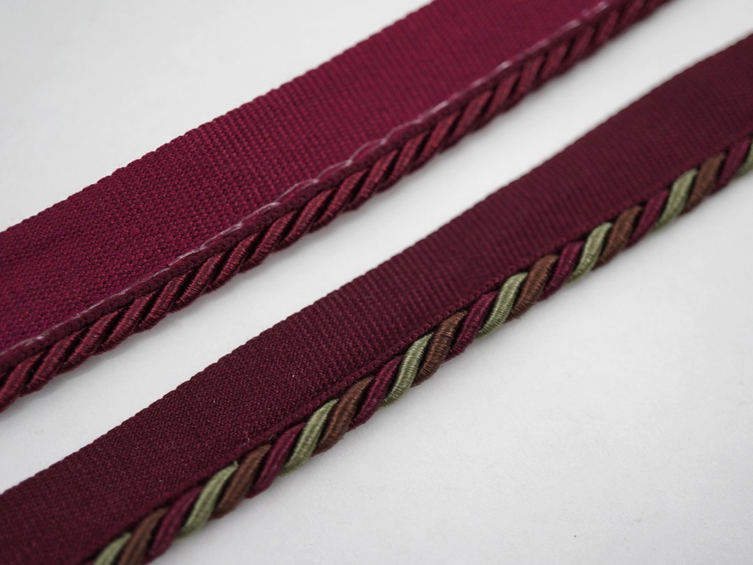 5 Yards Burgundy Lip Cord Piping, Red Lip Cord, Edge Piping, Decorative ...