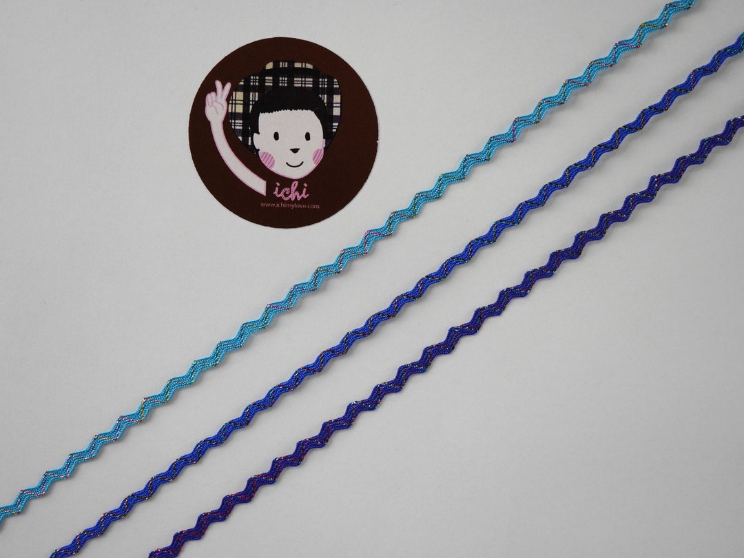 5 Yards Blue Tiny Rick Rack With Rainbow Metallic, Tiny Rick Rack, Mini ...