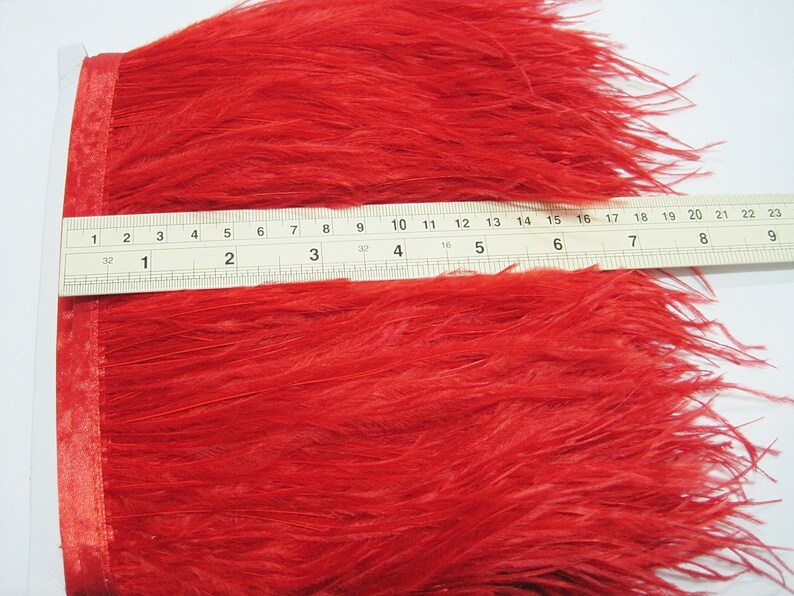 1 Yard Ostrich Trim Red Fringe Ostrich Feather Ostrich - Etsy