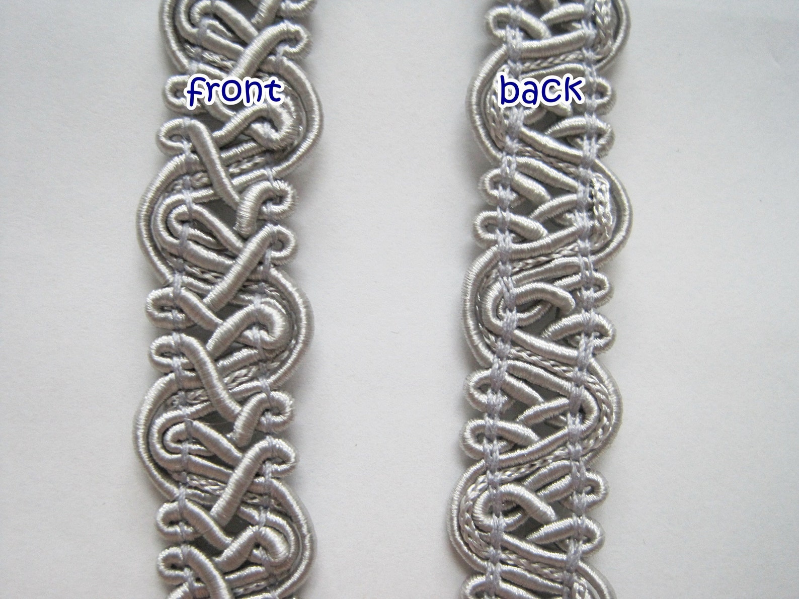5 Yards 1/2" Silver Braid Trim, Silver Gimp Braid, Braided Gimp Trim ...