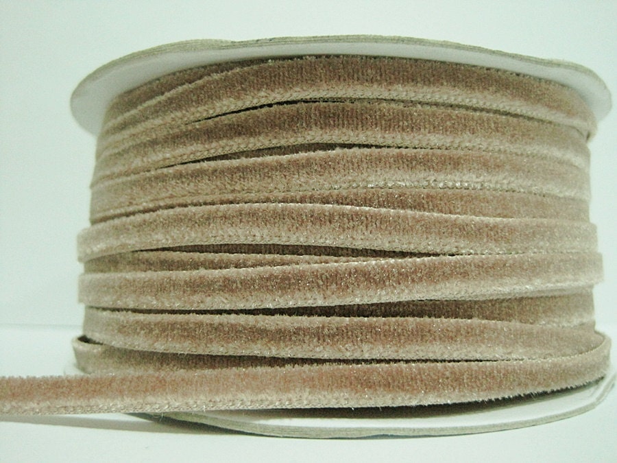 5 Yards 1/4 Beige Velvet Ribbon Brown Ribbon Ribbon | Etsy