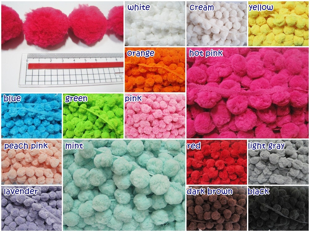 5 Yards 3.5 Cm Ruby Jumbo Pom Pom Trim - Etsy