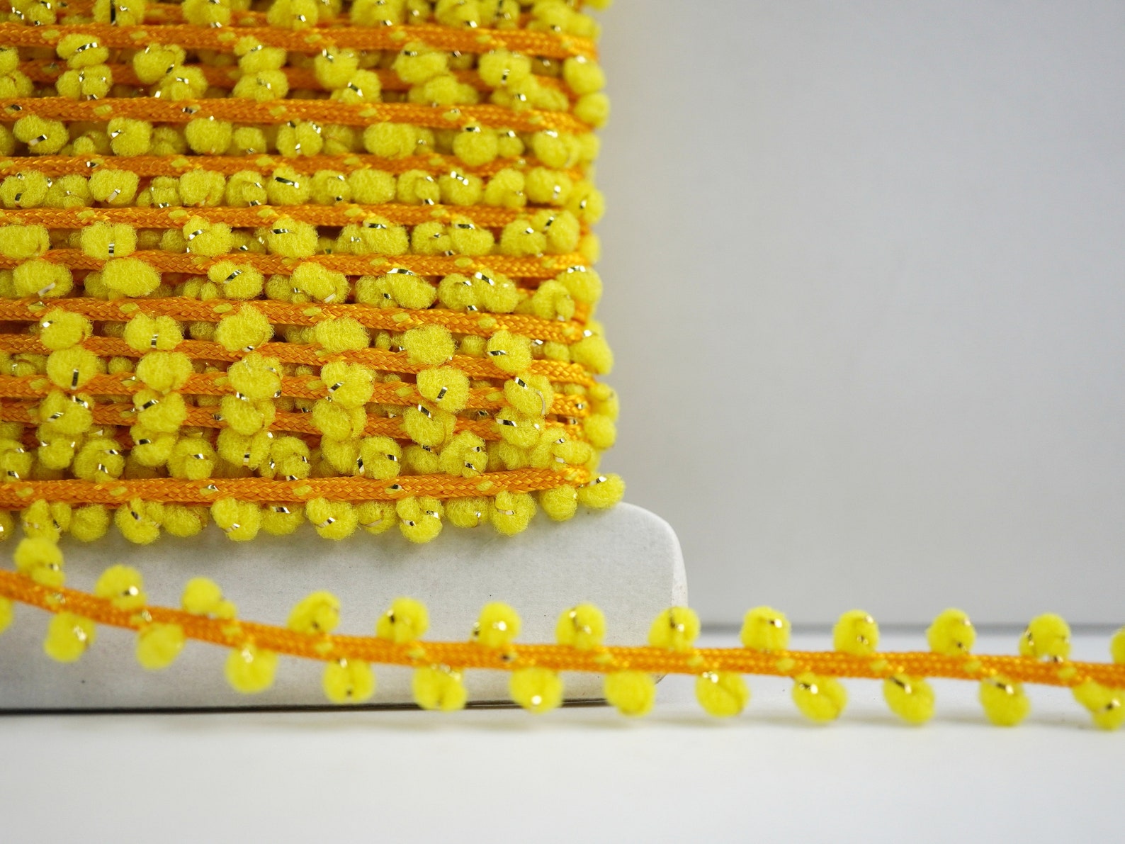 5 Yards Bright Yellow 2-side Tiny Pom Pom Trim, Mini Pom Pom Trim ...
