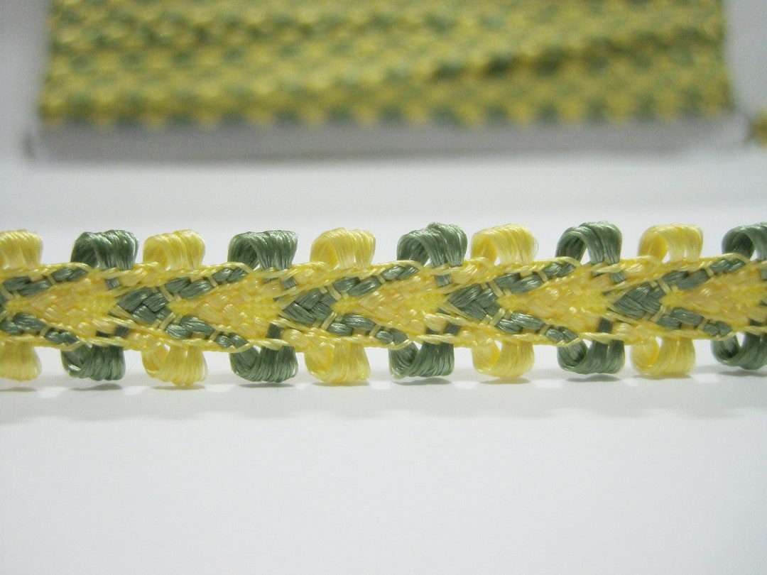 5 Yards 3/8 Picot Braid, Yellow-green Braid, Multicolored Braid ...