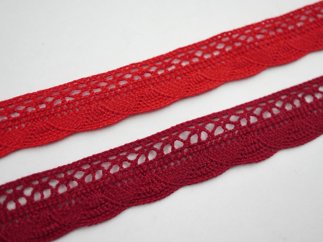 5 Yards Red Lace Trim, Lace Trim, Lace Trim Ribbon, Wholesale Lace ...