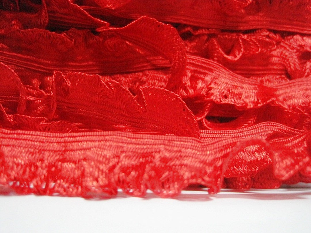 5 Yards Red Ruffle Trim 1.4 Cm-wide, Ruffle Trim, Red Trim, Ruffle Trim ...