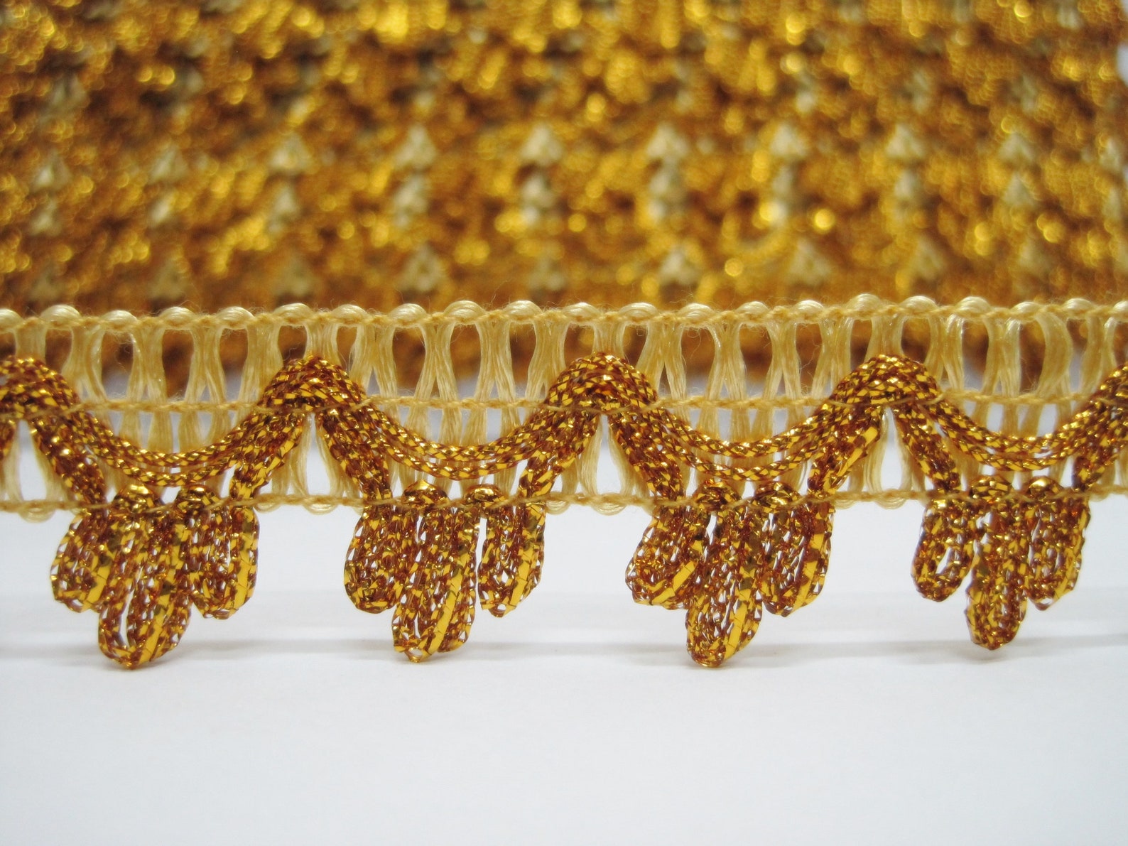 5 Yards 1 Lace Trim Gold Lace trim Wide lace Gimp | Etsy