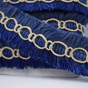 5 Yards Navy Blue Double Sided Fringe, Tassel Fringe, 2 Sides Fringe, 2 ...