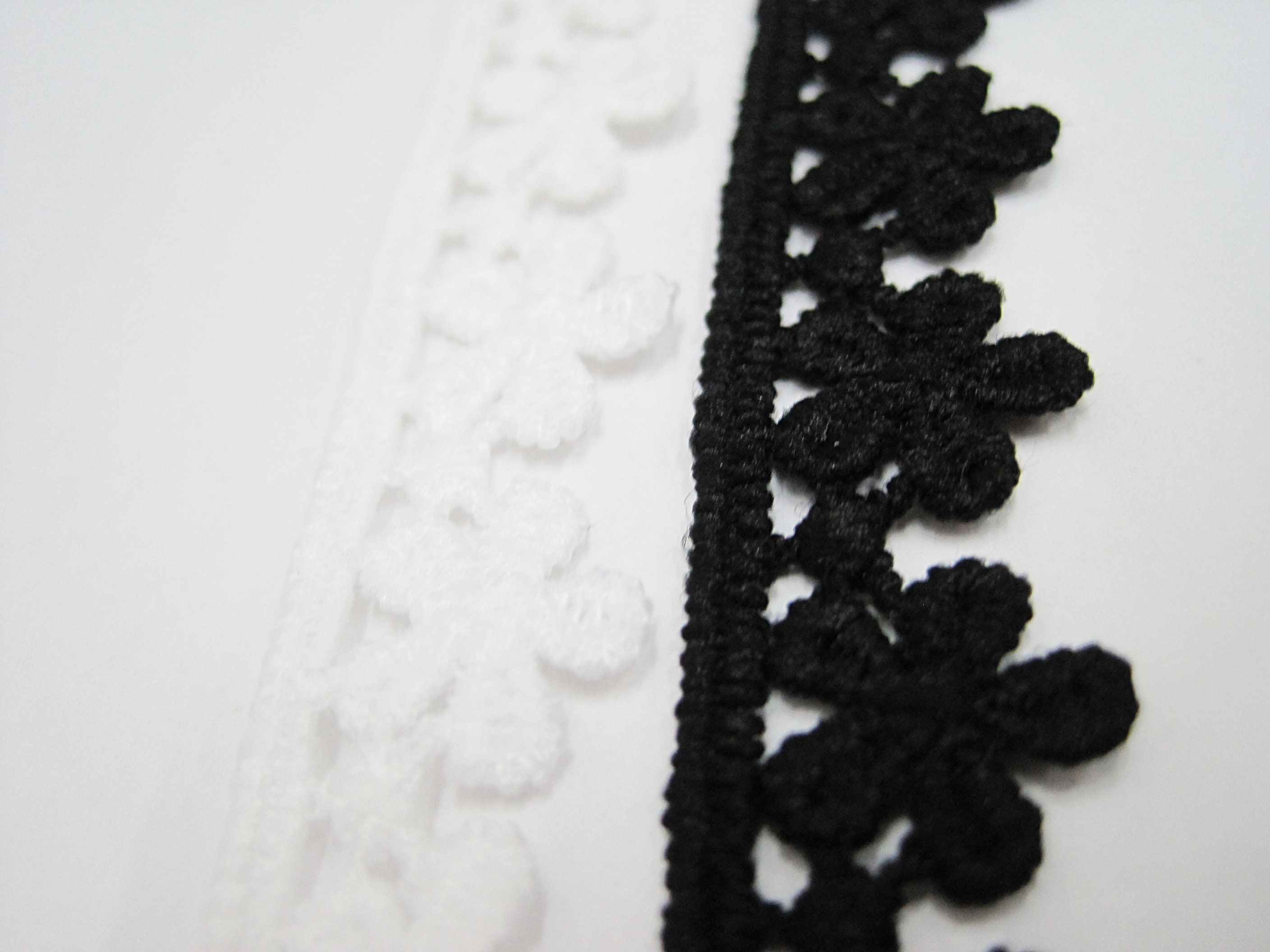 5 yards Black Flower Lace Crochet lace trim Ivory lace trim | Etsy