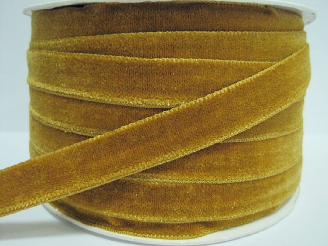 5 Yards 1/2" Classic Gold Velvet Ribbon, Gold Ribbon, Ribbon, Wholesale ...