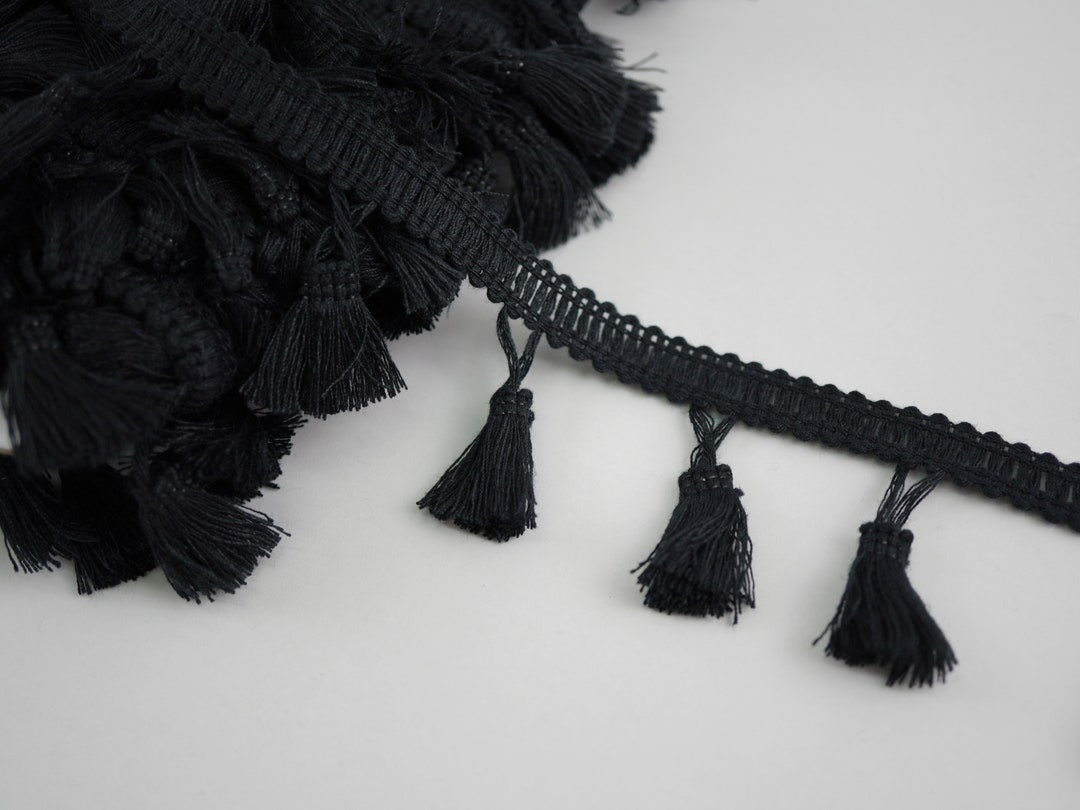 5 Yards Black Tassel Fringe, Black Tassel Trim, Black Tassel Fringe ...